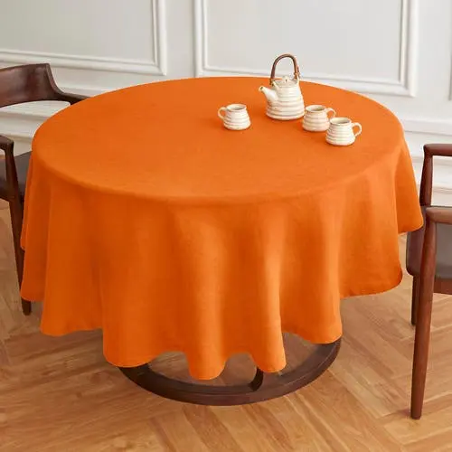 SOLINO HOME Linen Round Tableclothsonoma - Pumpkin