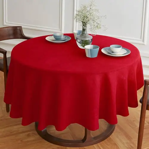 SOLINO HOME Linen Round Tableclothsonoma - Red