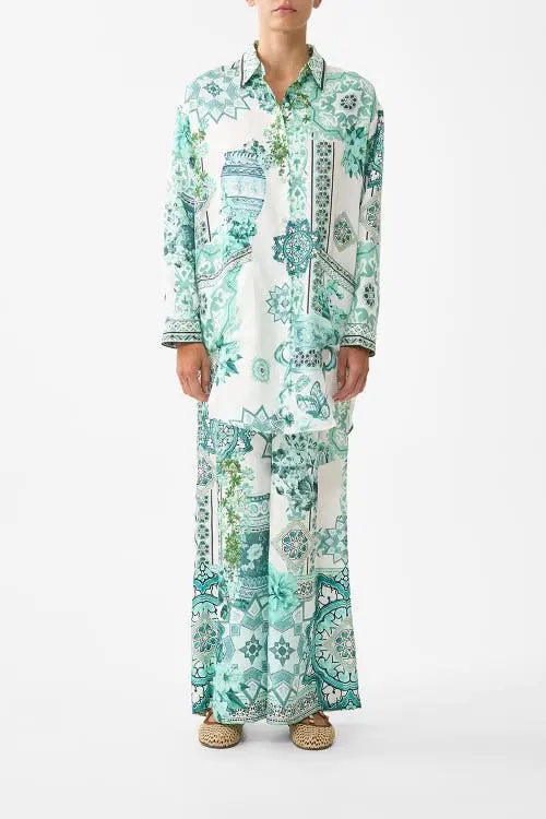 Camilla Printed Silk Shirt Tunic With Pockets - Balearic Bebé