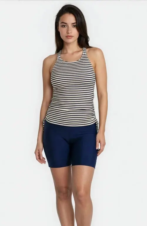 CALYPSA Tankini Top With Swim Shorts Set - Navy Sunshine Sails