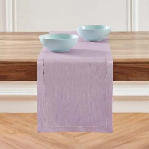 SOLINO HOME Linen Table Runnermilan - Chambray Lavender