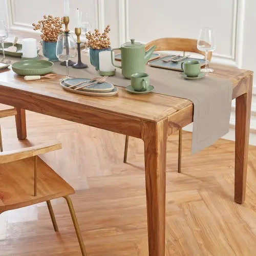 Solino Home Linen Table Runner For Dining Table - Natural