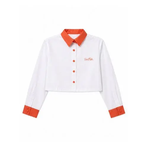 SAN MALO Cropped Button-down Shirt With Contrast Cuffs