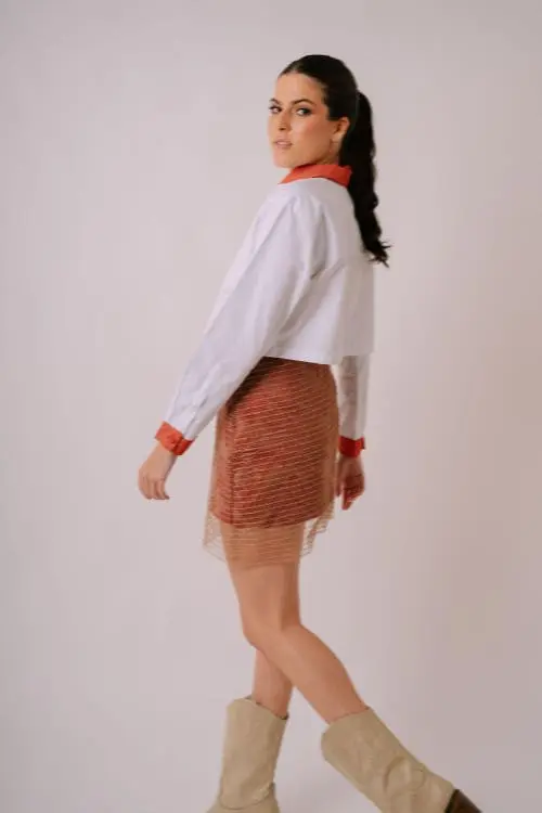 SAN MALO Cropped Button-down Shirt With Contrast Cuffs