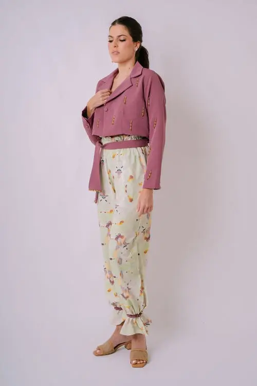 SAN MALO Lara Adjustable Printed Trousers - Green