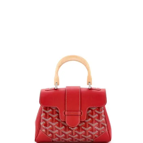 Goyard Saigon Top Handle Bag Coated Canvas With Leather Mini - Red