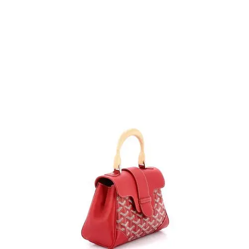 Goyard Saigon Top Handle Bag Coated Canvas With Leather Mini - Red