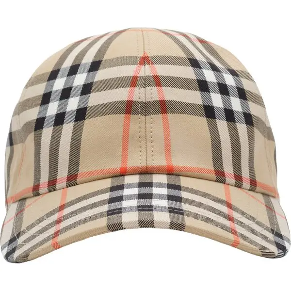 Burberry Check Cotton Baseball Cap - Sand Beige