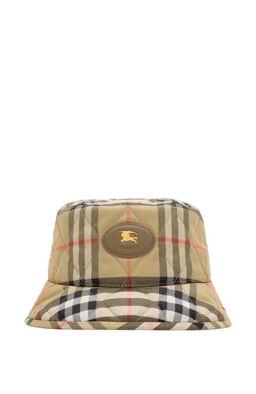 Burberry Quilted Horseshoe Bucket Hat - Sand Beige