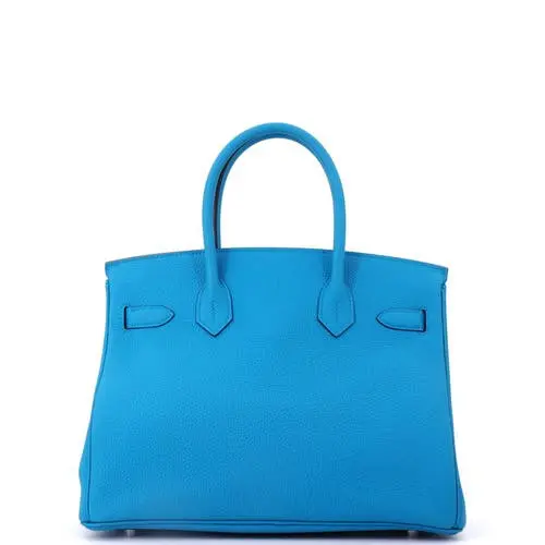 Hermès Birkin 30 Handbag Togo With Palladium Hardware - Blue