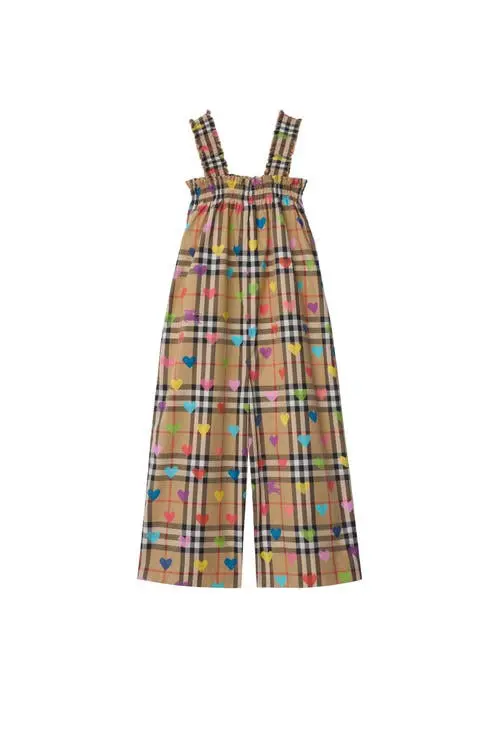 Burberry Heart Check Cotton Jumpsuit