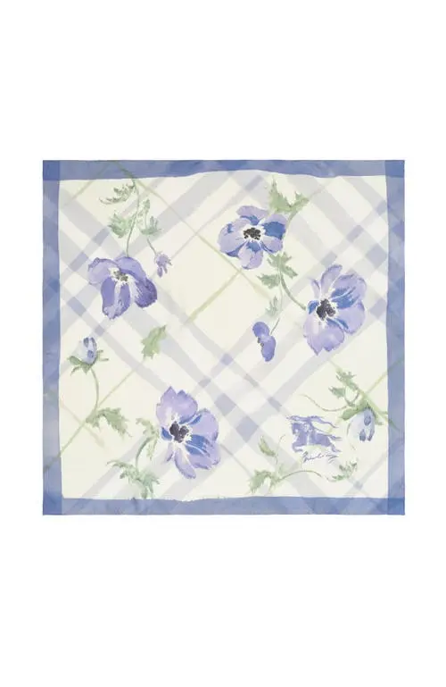 Burberry Watercolour Check Silk Scarf - Cornflower Blue