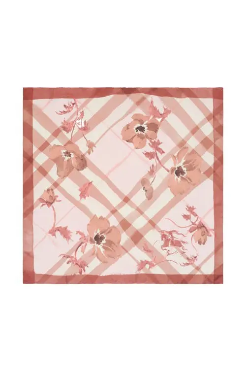 Burberry Watercolour Check Silk Scarf - Quartz Pink