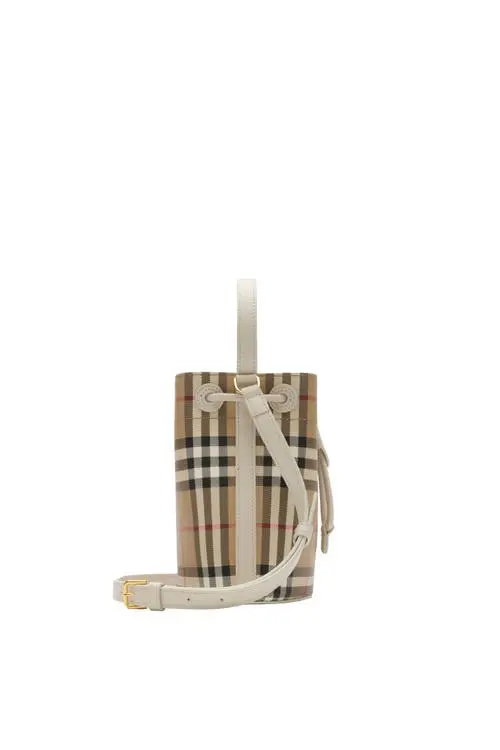 Burberry Mini Check Bucket Bag - Archive Beige/soap Beige