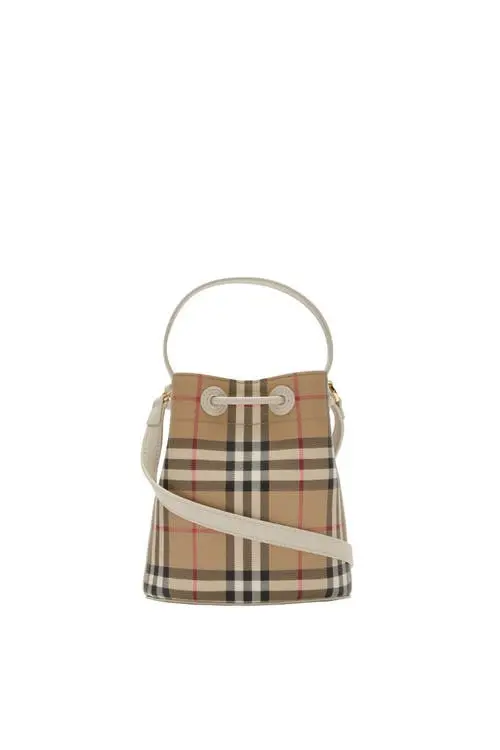 Burberry Mini Check Bucket Bag - Archive Beige/soap Beige