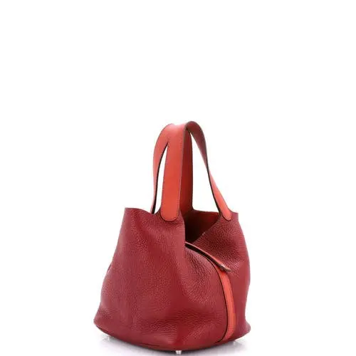 Hermès Picotin Lock Bag Bicolor Clemence Mm - Red