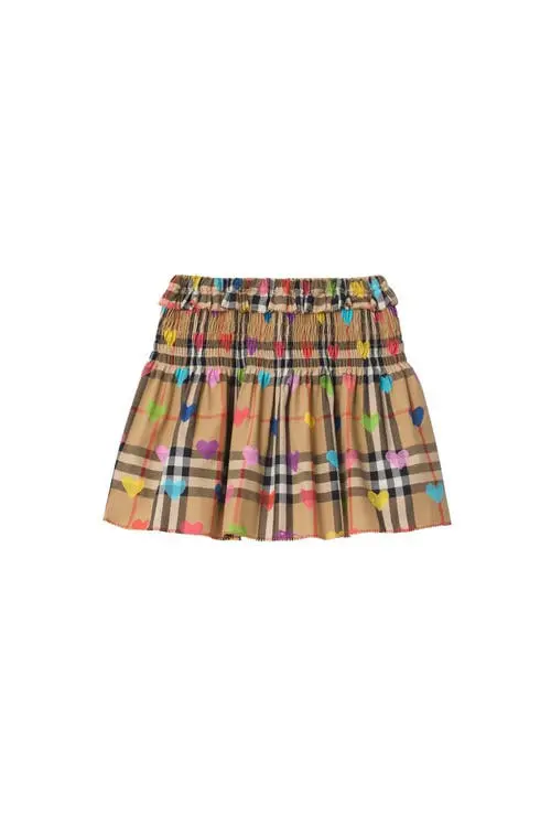 Burberry Heart Check Cotton Skirt