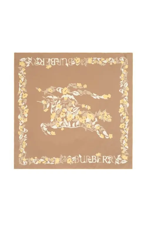 Burberry Floral Ekd Silk Scarf - Sand Beige