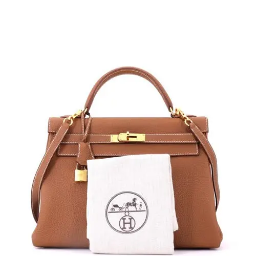Hermès Kelly Handbag 32 Brown Togo With Hardware