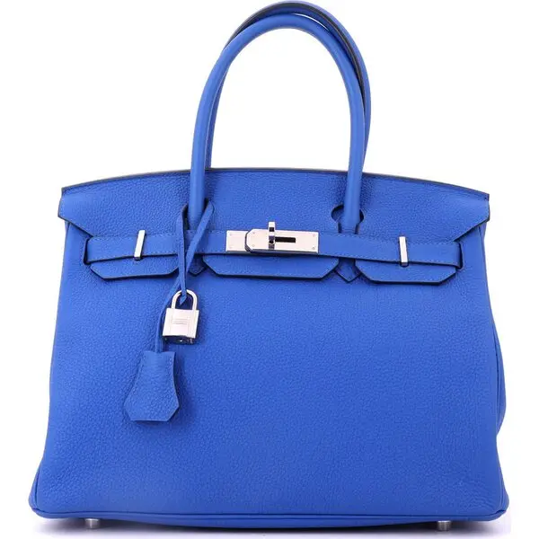 HERMES Birkin Handbag Blue Togo With Palladium Hardware 30 - Bleu Zellige