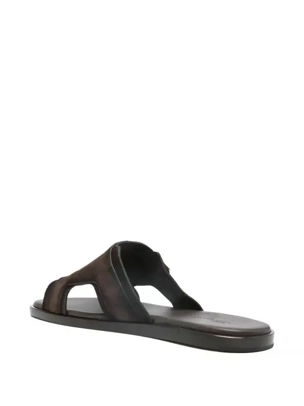 Santoni Buckle-strap Flat Slides - Brown
