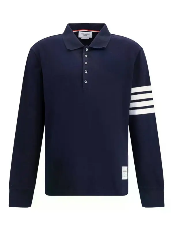 Thom Browne 4-bar Long-sleeve Polo Shirt - Blue