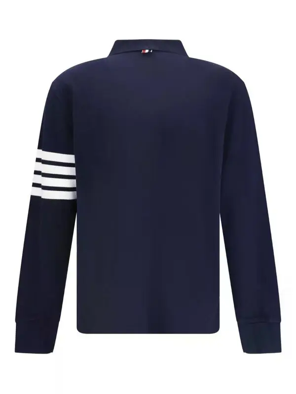 Thom Browne 4-bar Long-sleeve Polo Shirt - Blue