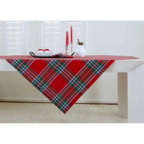 Solino Home Linen Table Throw 52 X 52 Inch For Dining Table - Red