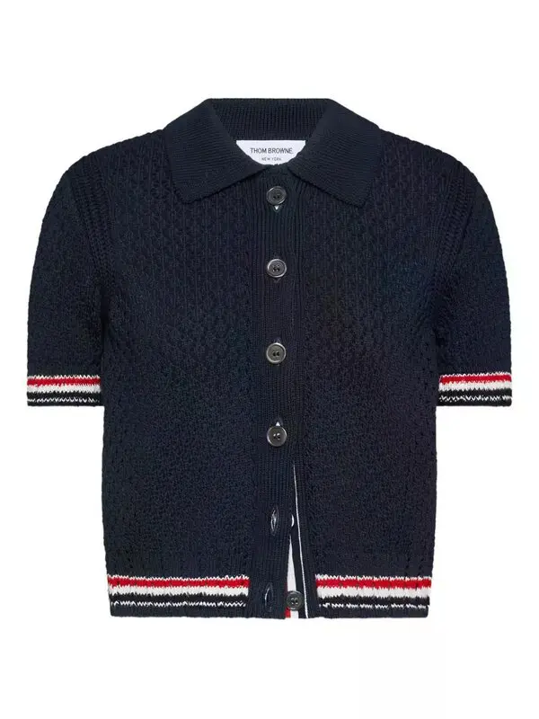 Thom Browne Pointelle Knit Cardigan - Blue