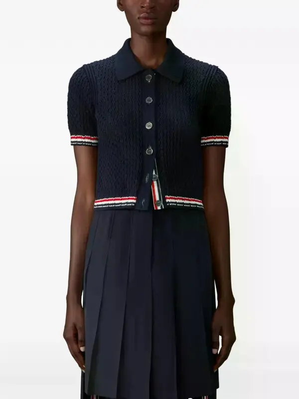 Thom Browne Pointelle Knit Cardigan - Blue