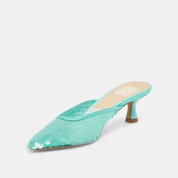 DOLCEVITA Cleo Sequin Mules - Aqua Sequin