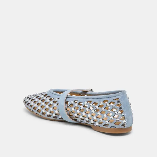 DOLCEVITA Mavin Rhinestone Ballet Flats - Blue Suede