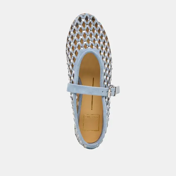DOLCEVITA Mavin Rhinestone Ballet Flats - Blue Suede
