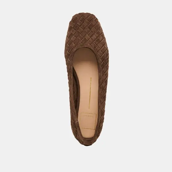 DOLCEVITA Koy Woven Suede Ballet Flats - Dk Brown Suede