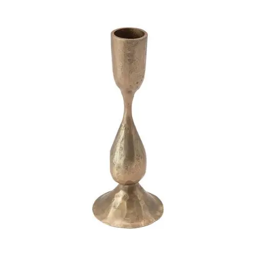 STORIED HOME Round Hand-forged Metal Taper Holder - Brass