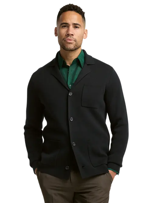 PAUL FREDRICK Cotton Notch Lapel Cardigan Sweater