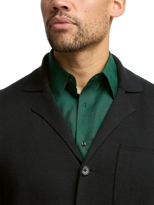 PAUL FREDRICK Cotton Notch Lapel Cardigan Sweater