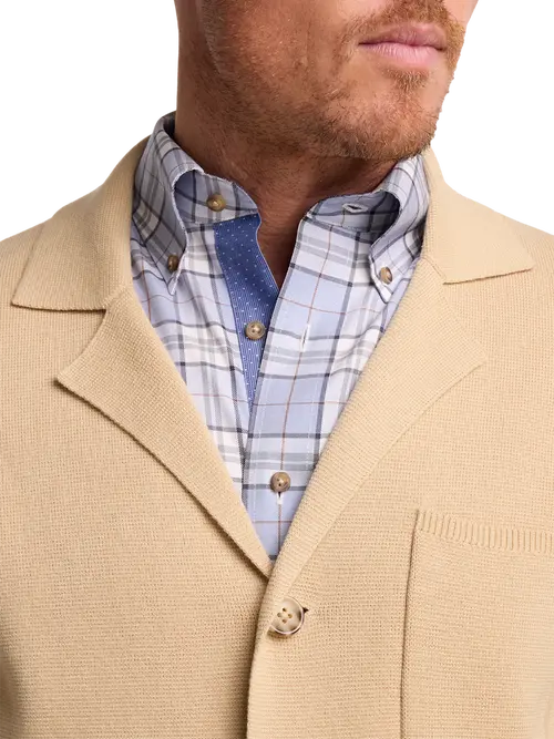 PAUL FREDRICK Cotton Notch Lapel Cardigan Sweater
