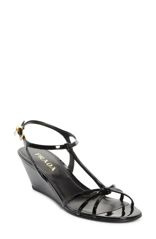 Prada Cage Wedge Sandal - Black