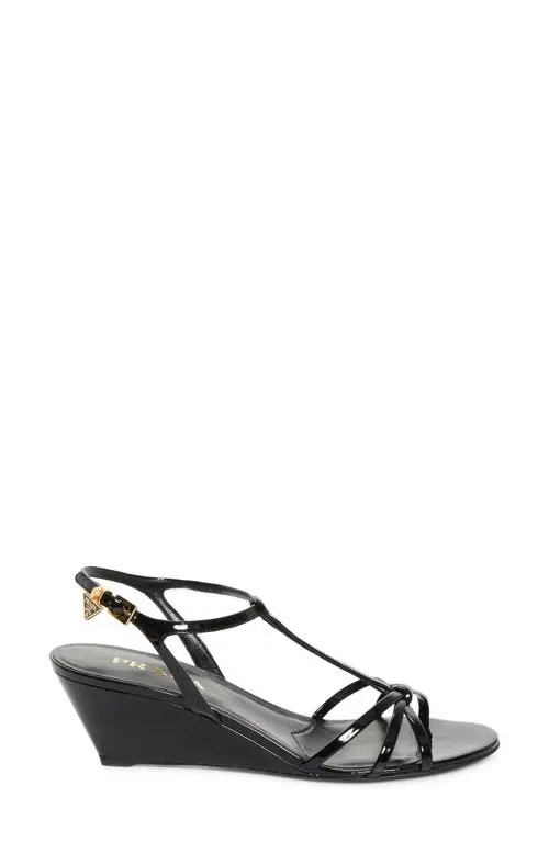 Prada Cage Wedge Sandal - Black