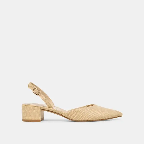 DOLCEVITA Carel Raffia Slingback Heels - Light Natural Raffia