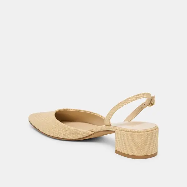DOLCEVITA Carel Raffia Slingback Heels - Light Natural Raffia