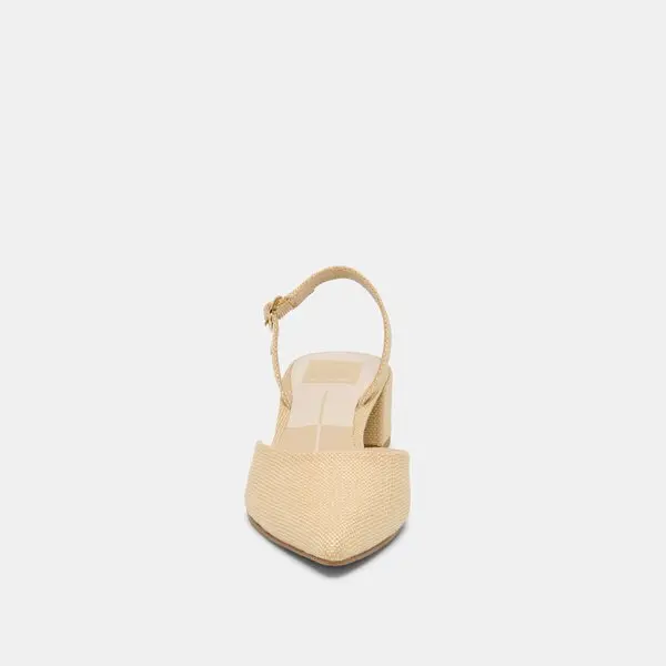 DOLCEVITA Carel Raffia Slingback Heels - Light Natural Raffia