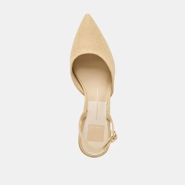 DOLCEVITA Carel Raffia Slingback Heels - Light Natural Raffia