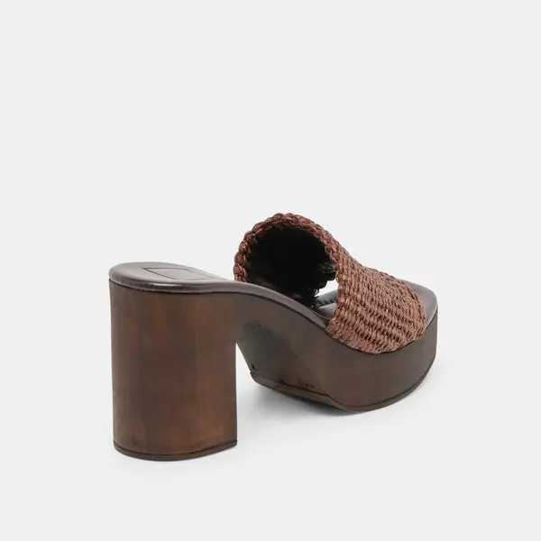 DOLCEVITA Celest Raffia Block Heel Slides