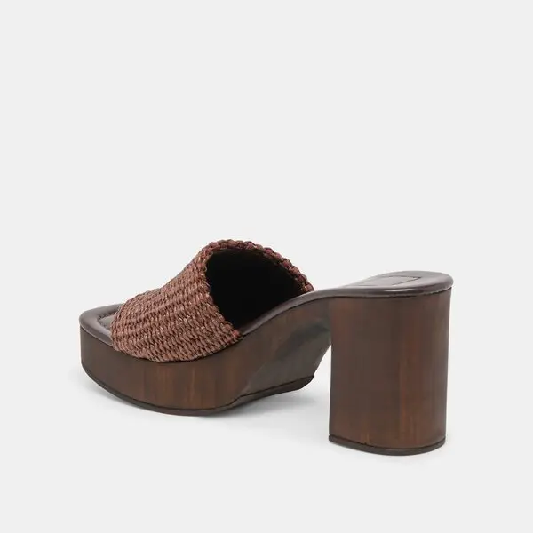 DOLCEVITA Celest Raffia Block Heel Slides