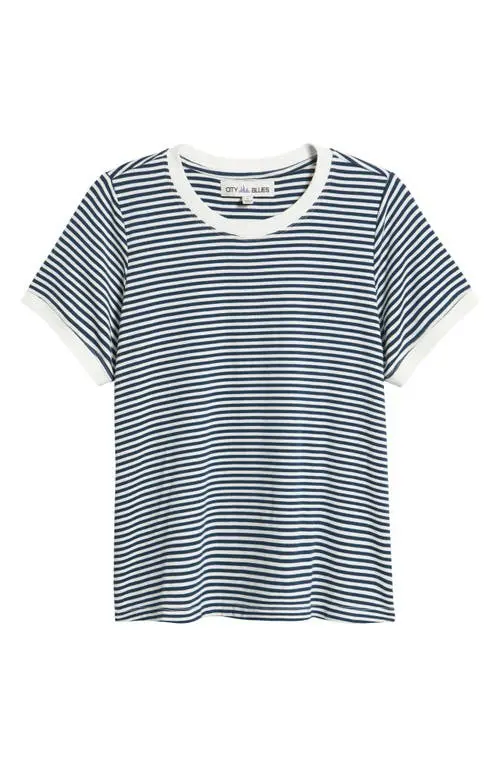 CITY BLUES Striped Ringer T-shirt
