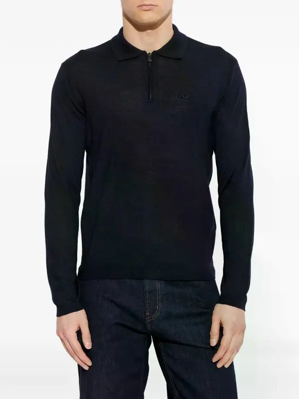 Emporio Armani Long-sleeve Polo Shirt - Blue