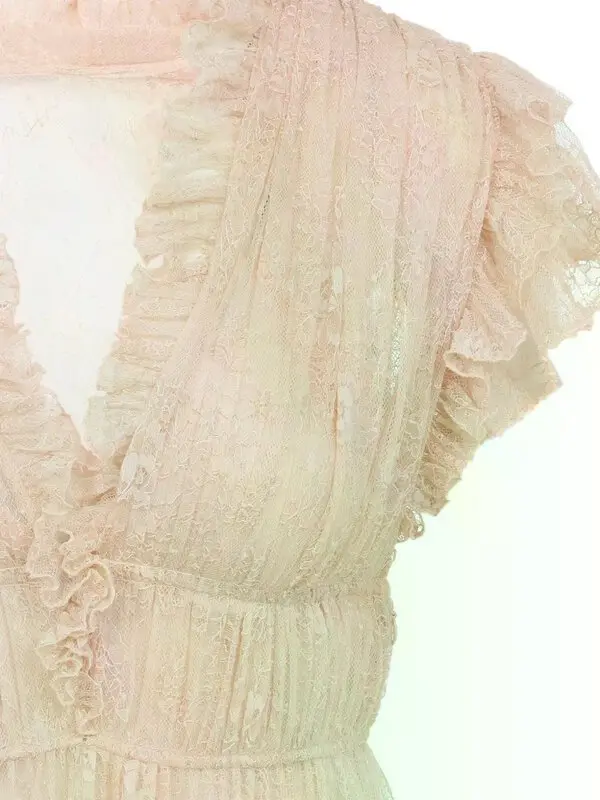 Alberta Ferretti Lace Ruffled Dress