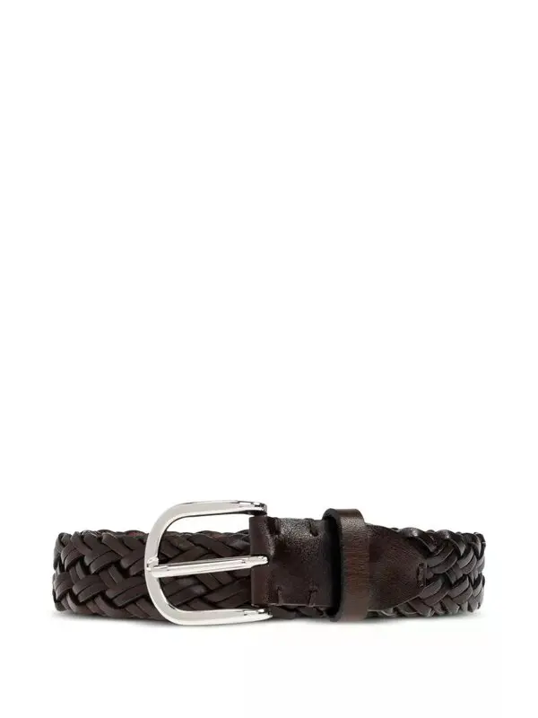Brioni Braided Leather Belt - Brown